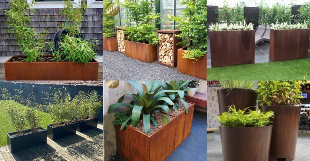 Modrn Corten Steel Planters For Garden